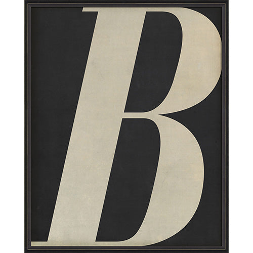 Letter B White on Black Framed Print – Paynes Gray
