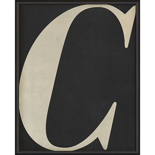 Letter C White on Black Framed Print – Paynes Gray