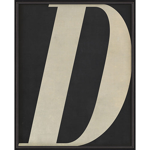 Letter D White on Black Framed Print – Paynes Gray