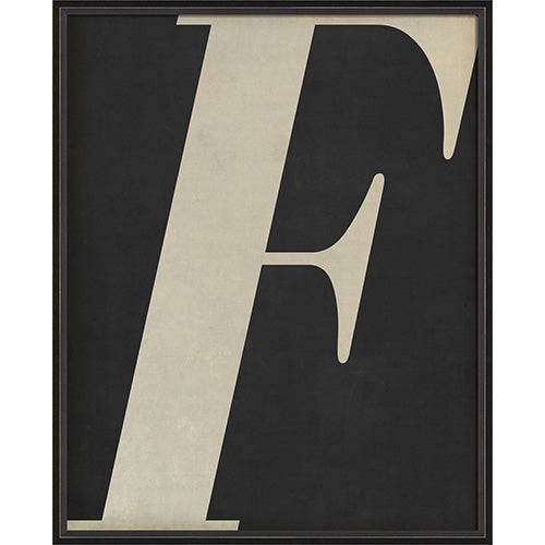 Letter F White on Black Framed Print – Paynes Gray