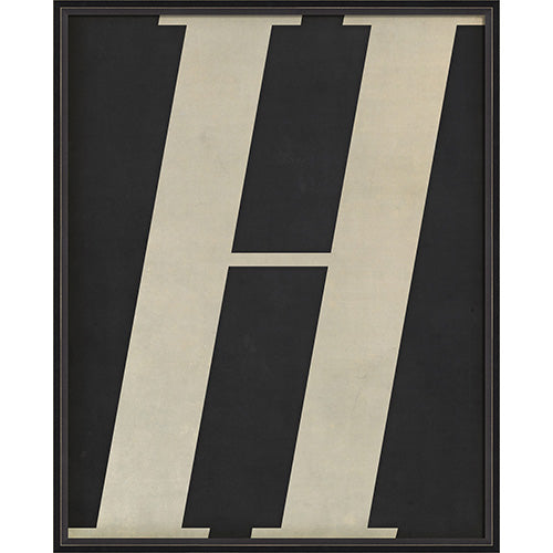 Letter H White on Black Framed Print – Paynes Gray