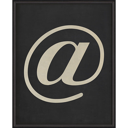 Letter At Symbol White on Black Framed Print – Paynes Gray