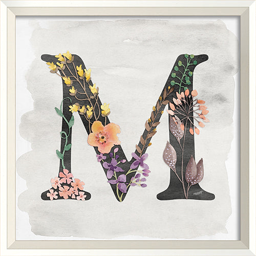 Garden Alphabet M Framed Print – Paynes Gray
