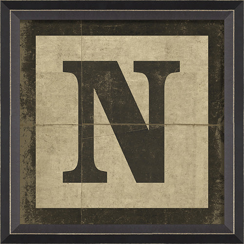 Black Block Letter N Framed Print – Paynes Gray