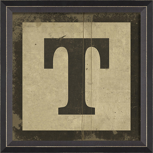 Black Block Letter T Framed Print – Paynes Gray