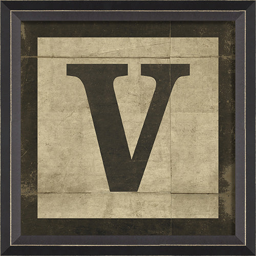 Black Block Letter V Framed Print – Paynes Gray