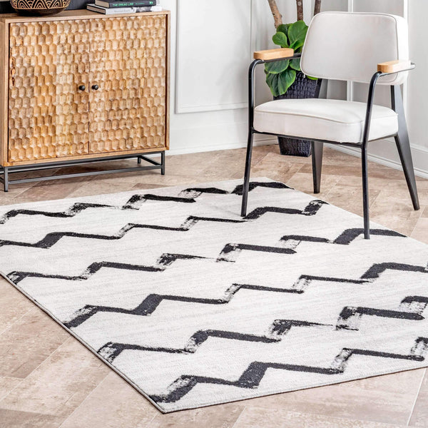 Cavvy Zig Zag Machine Made Rug – Paynes Gray