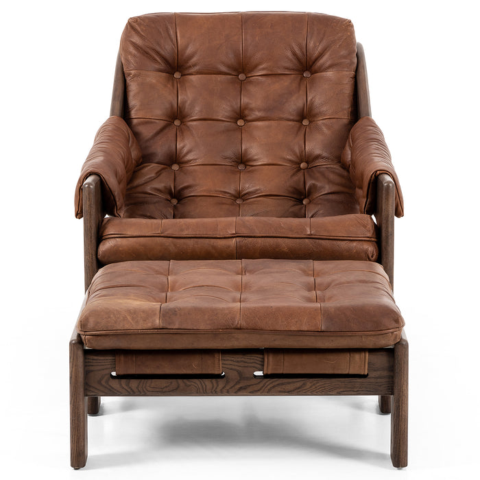 Four Hands Halston Chair with Ottoman