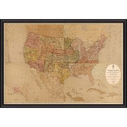 Spicher & Co United States Map with Military Posts Framed Print