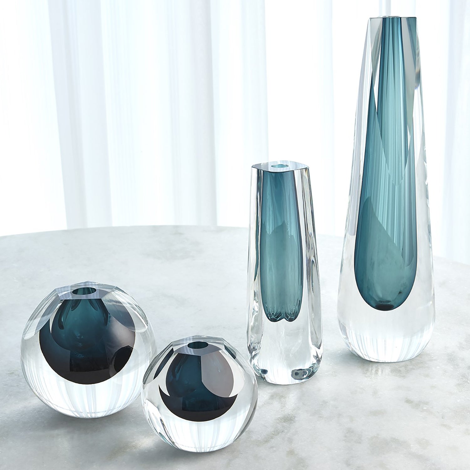 Global Views Hexagon Cut Glass Vase – Paynes Gray