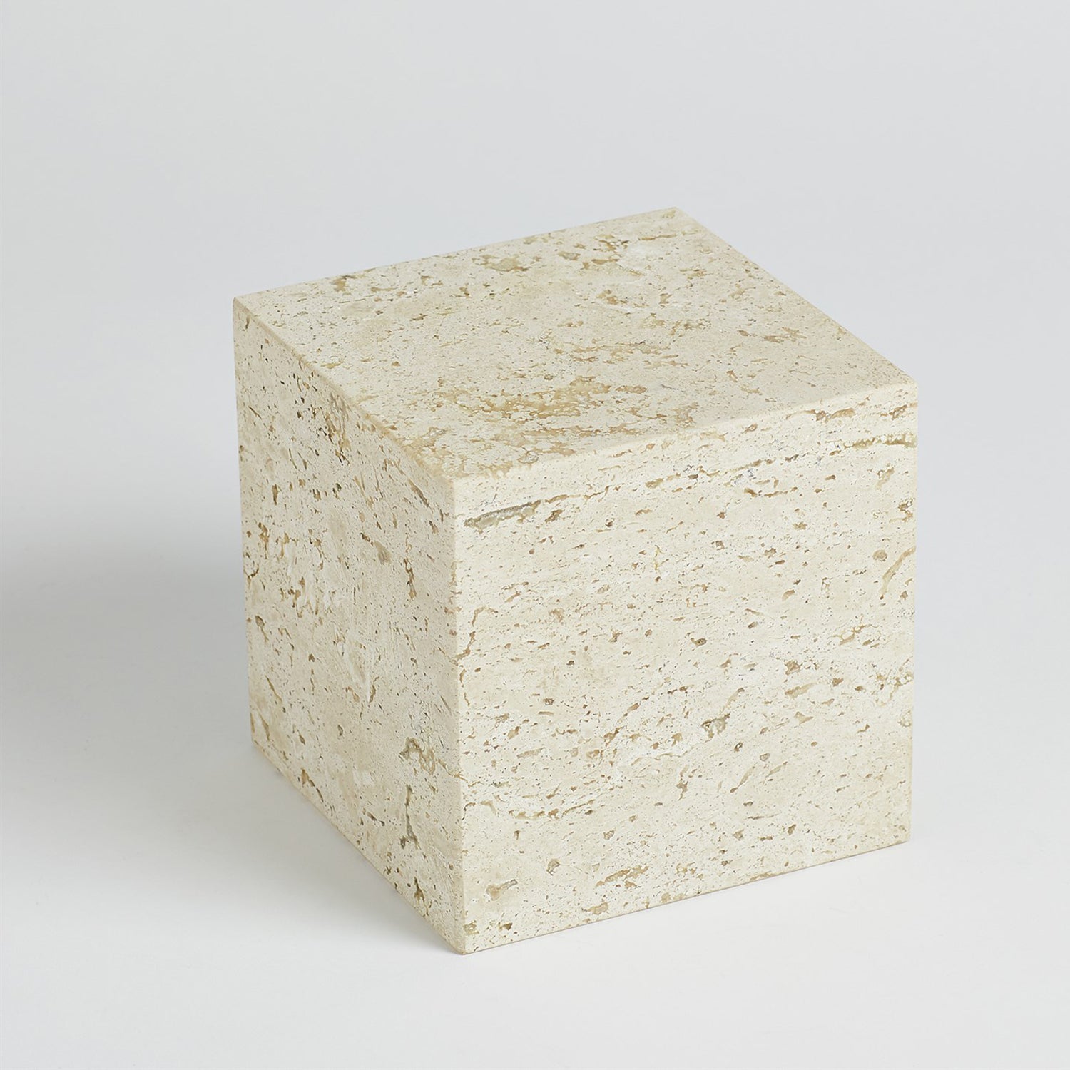 Global Views Travertine Cube Riser – Paynes Gray