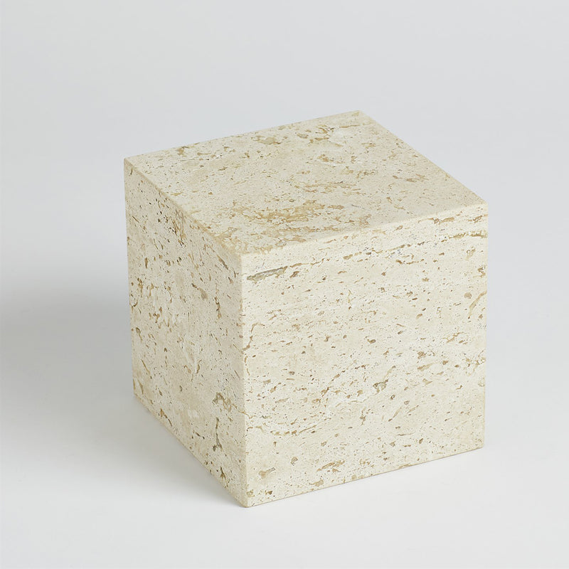 Global Views Travertine Cube Riser – Paynes Gray