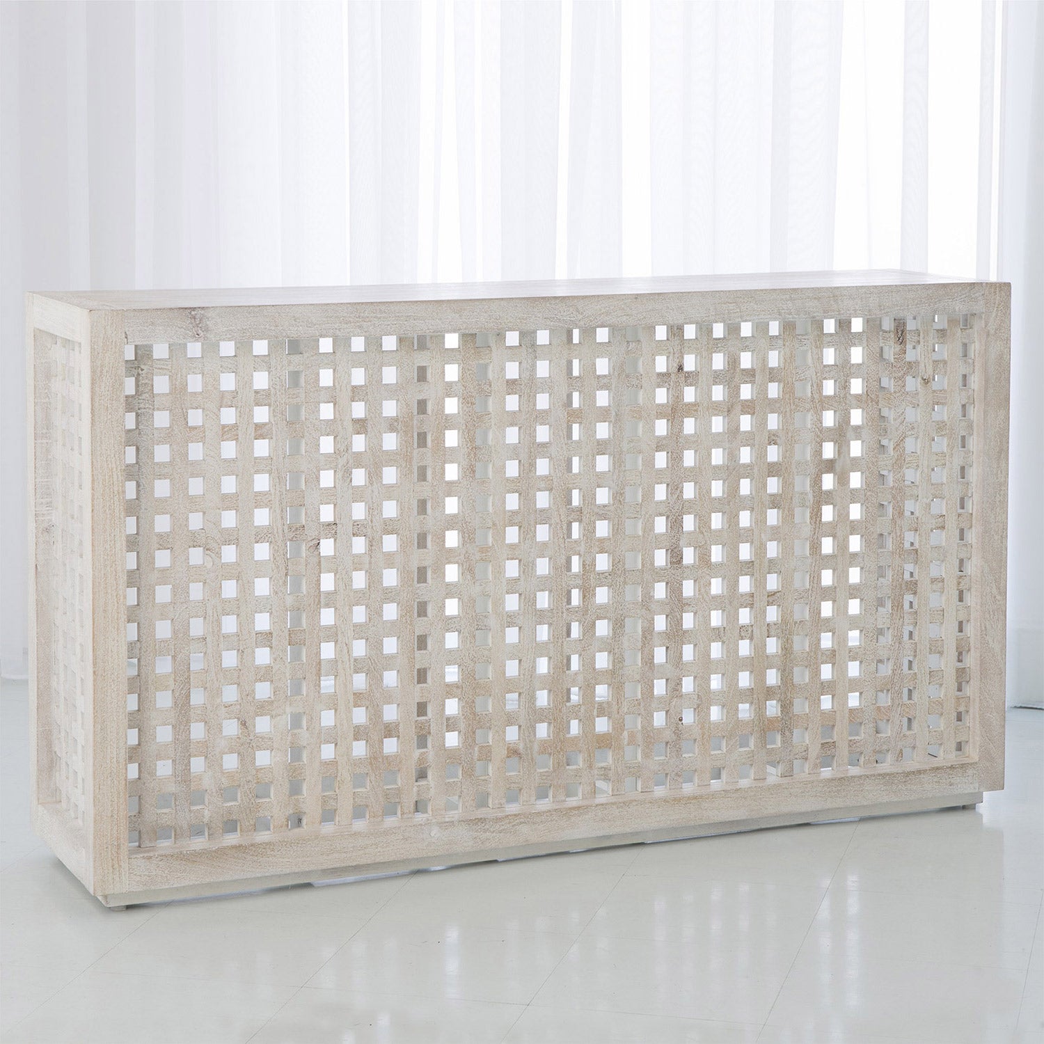Studio A Driftwood Lattice Console Table – Paynes Gray