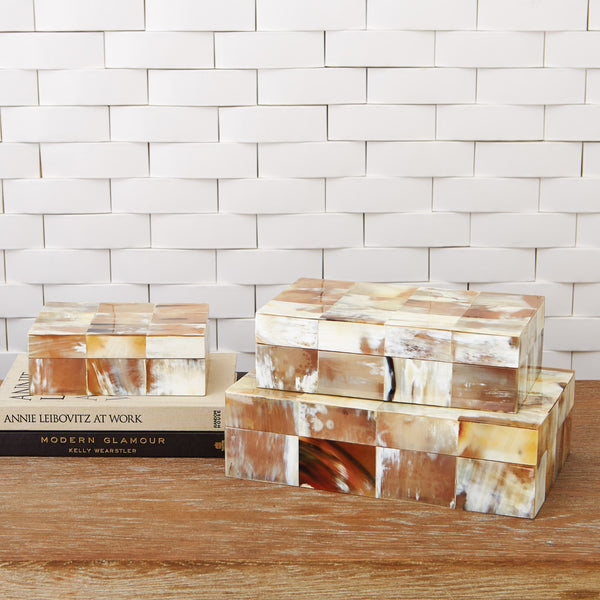 Global Views Sienna Horn Box – Paynes Gray