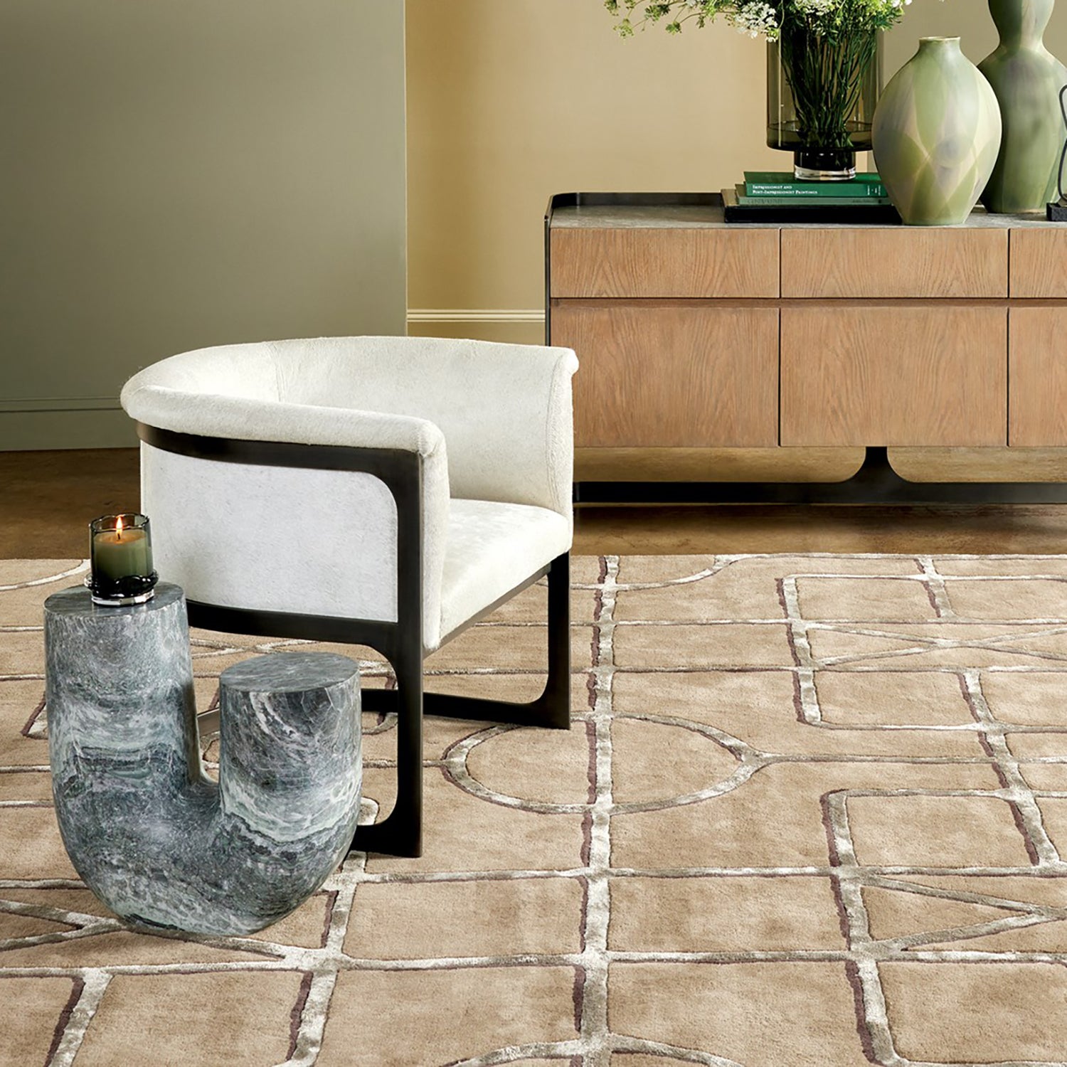 Global Views Marble Tube Accent Table – Paynes Gray
