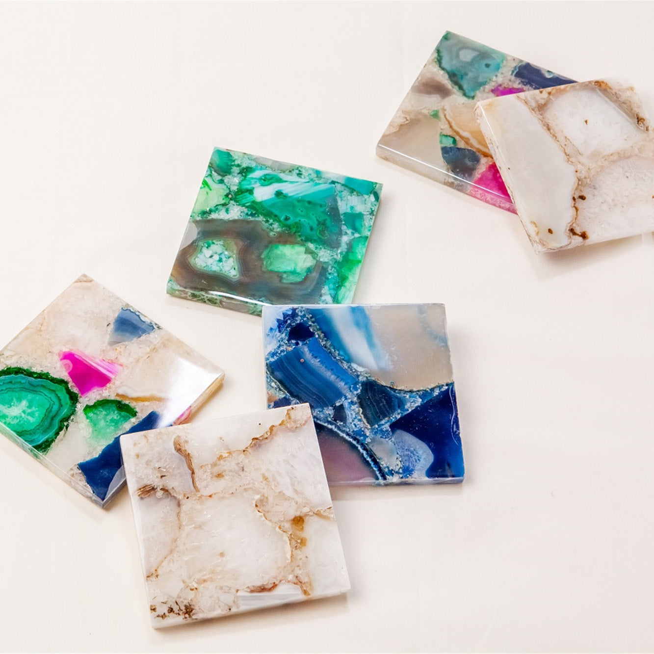 Desmond Mixed Agate Coaster Set of 4 – Paynes Gray