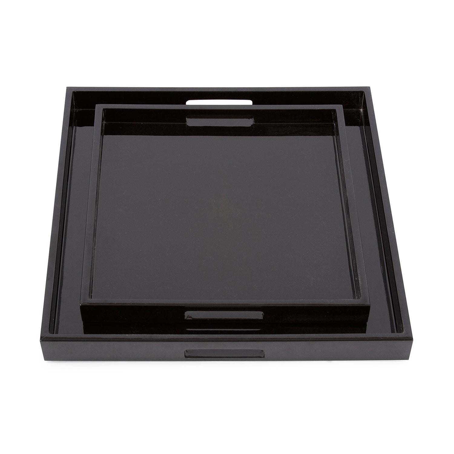 Lacquer Square Wood Tray Set of 2 – Paynes Gray