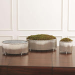 Global Views Corrugated Bamboo Cachepot – Paynes Gray