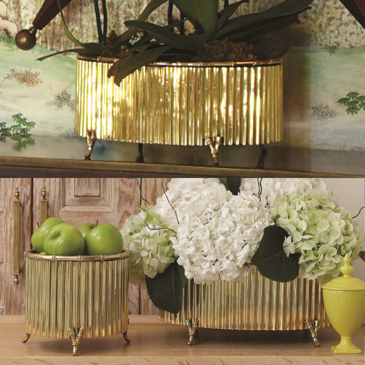 Global Views Corrugated Bamboo Cachepot