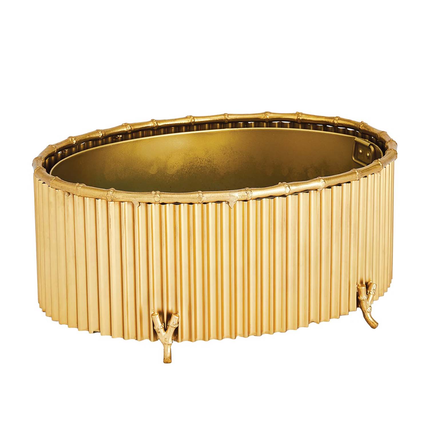Global Views Corrugated Bamboo Cachepot – Paynes Gray