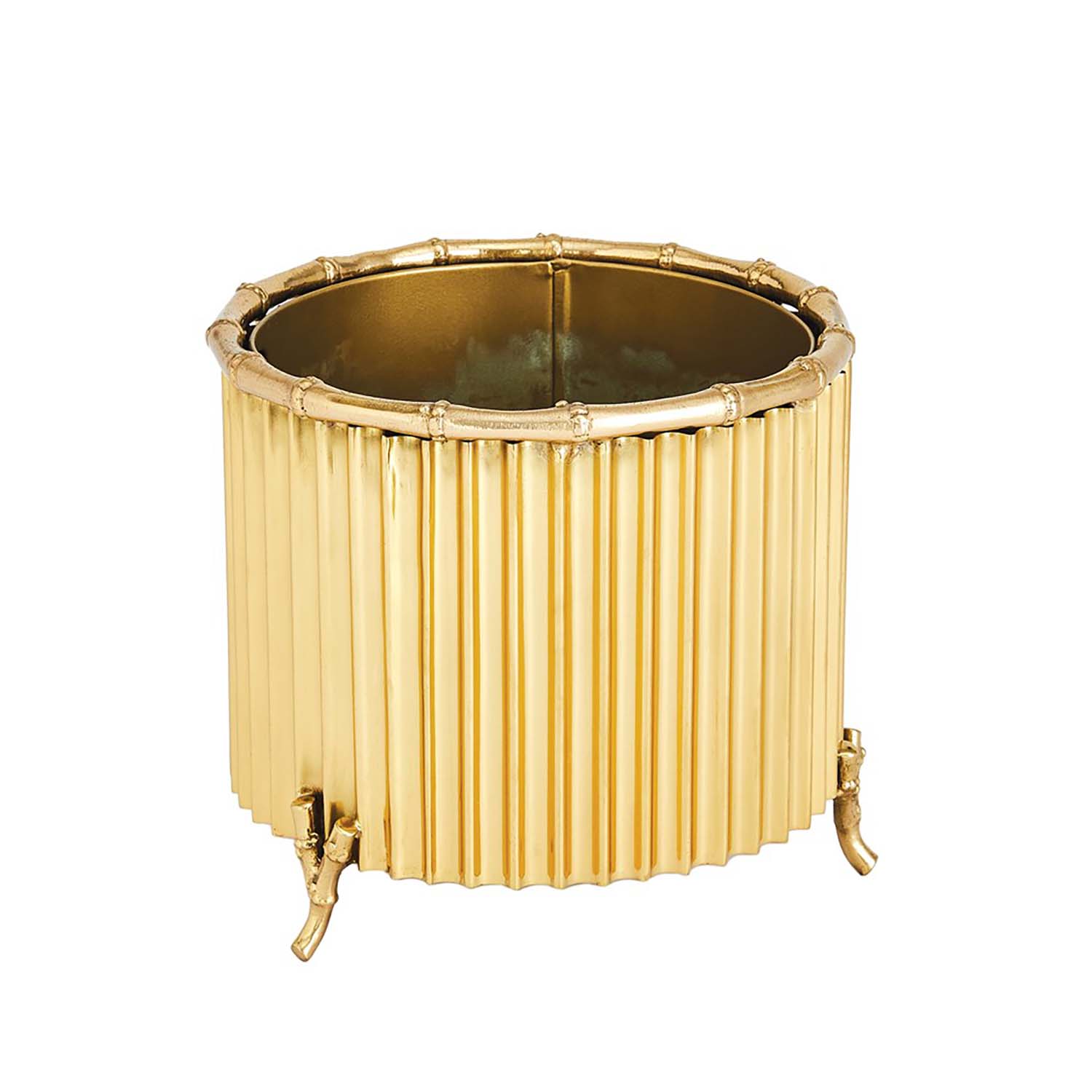 Global Views Corrugated Bamboo Cachepot – Paynes Gray