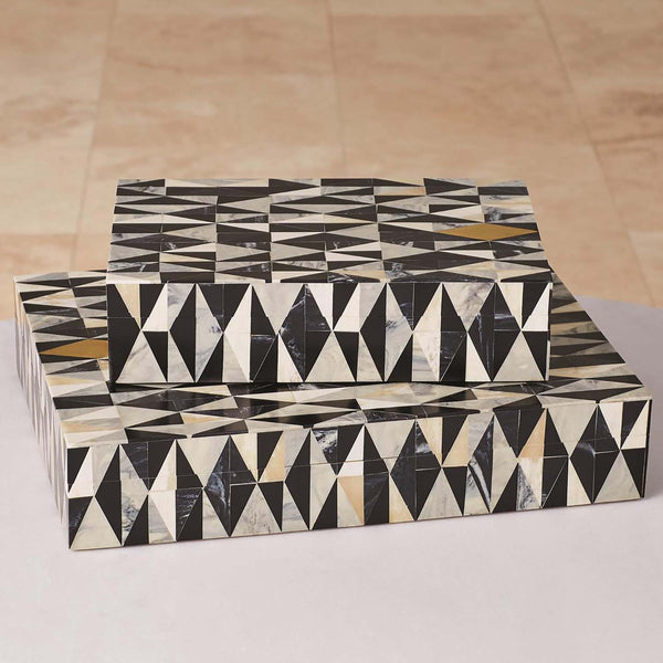 Global Views Brass Diamond Box – Paynes Gray