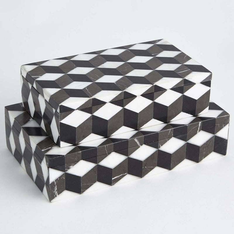 Global Views Escher Marble Box – Paynes Gray