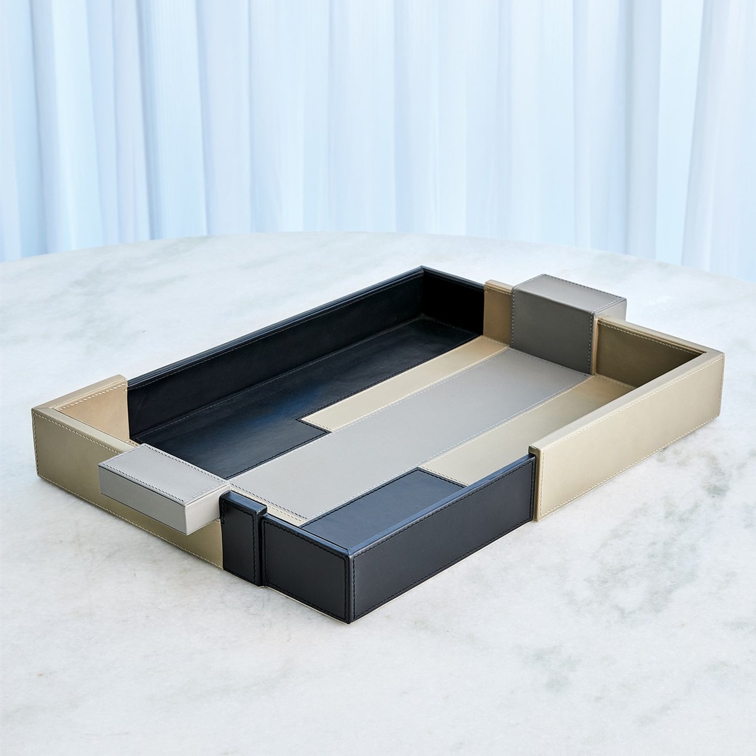 Global Views Piet Tri-color Tray – Paynes Gray