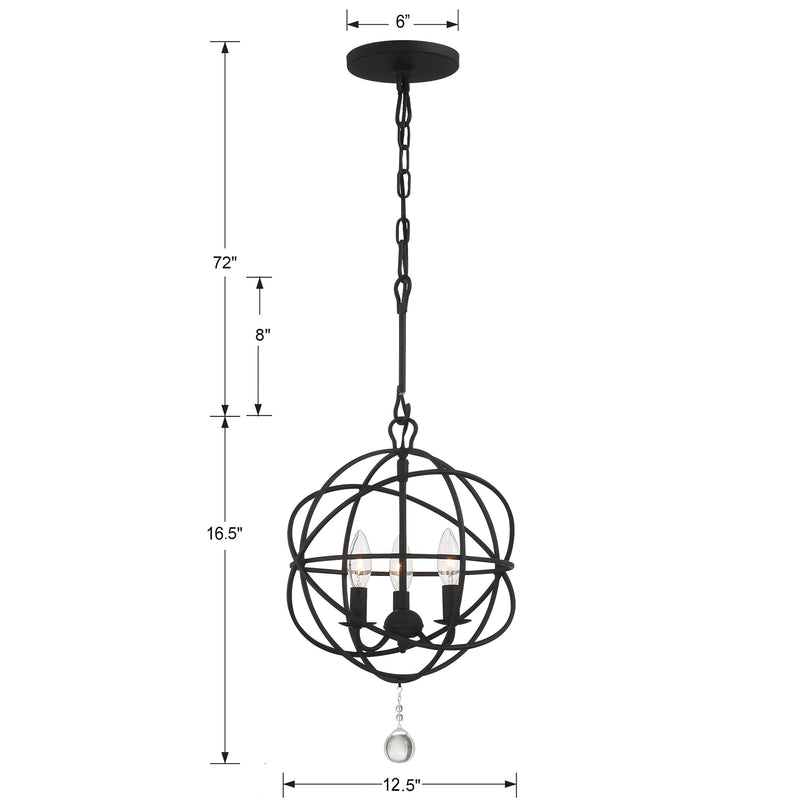 Crystorama Solaris 3-Light Mini Chandelier – Paynes Gray