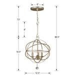 Crystorama Solaris 3-Light Mini Chandelier – Paynes Gray
