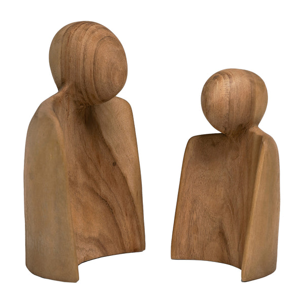 Wisdom Hand Carved Sculpture Set of 2 – Paynes Gray