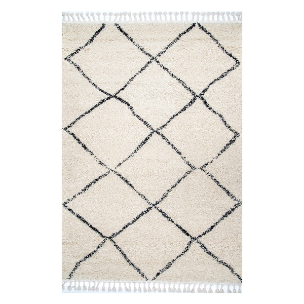 Rye Lattice Machine Made Rug – Paynes Gray