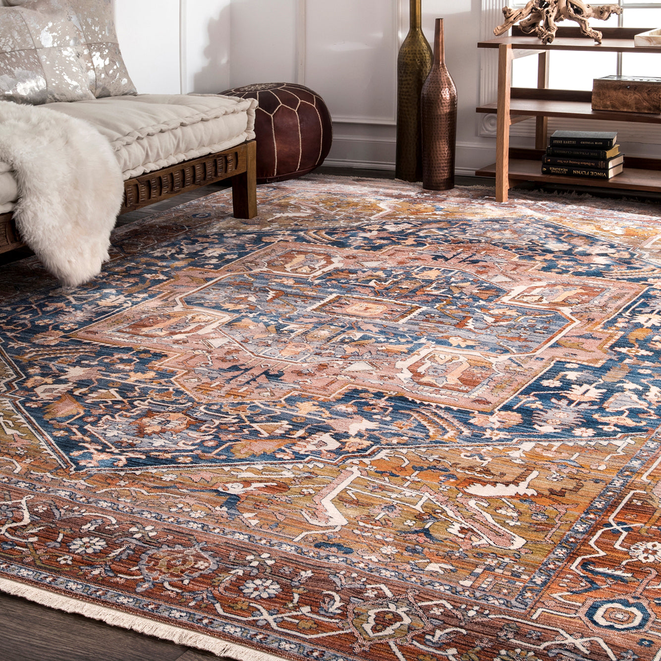 Harlow Medallion Machine Made Rug – Paynes Gray