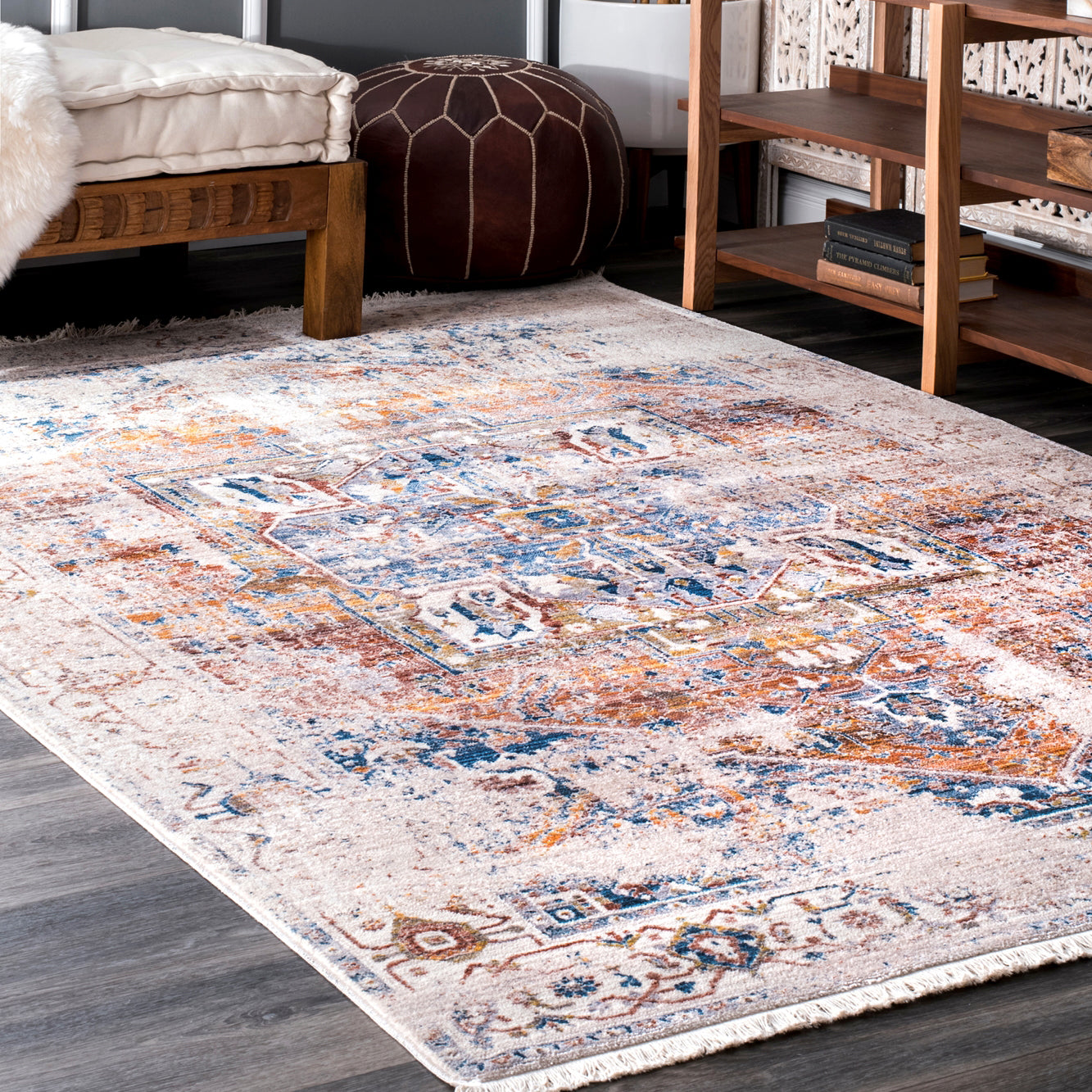 Harlow Medallion Machine Made Rug – Paynes Gray