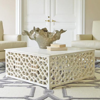 Global Views Marble Fret Cocktail Table