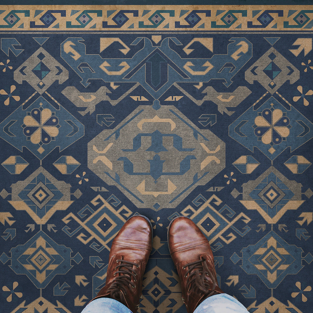 Spicher Williamsburg Traditional Nankeen Vinyl Floorcloth
