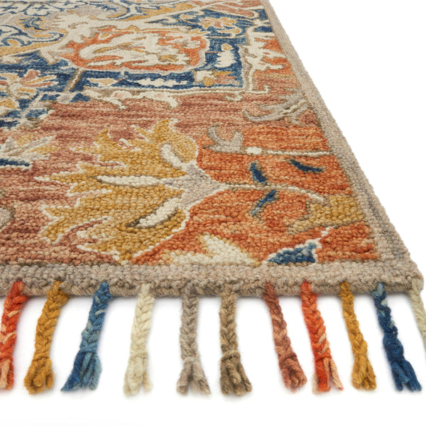 Loloi Zharah Rust/Blue Hooked Rug – Paynes Gray