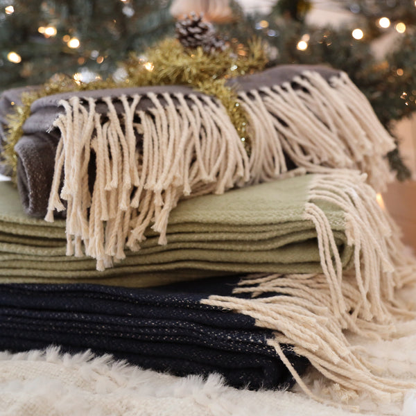 Pom Pom at Home Billie Throw Blanket – Paynes Gray