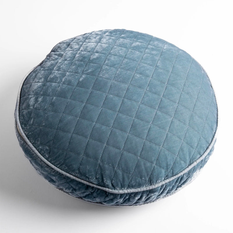 Bella Notte Silk Velvet Quilted Round Throw Pillow – Paynes Gray