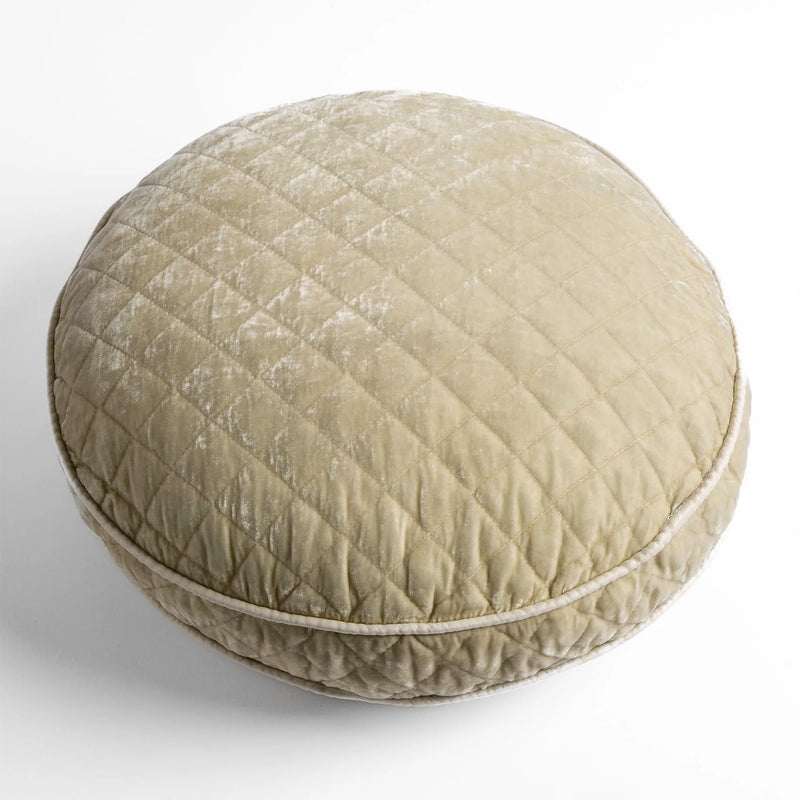 Bella Notte Silk Velvet Quilted Round Throw Pillow – Paynes Gray