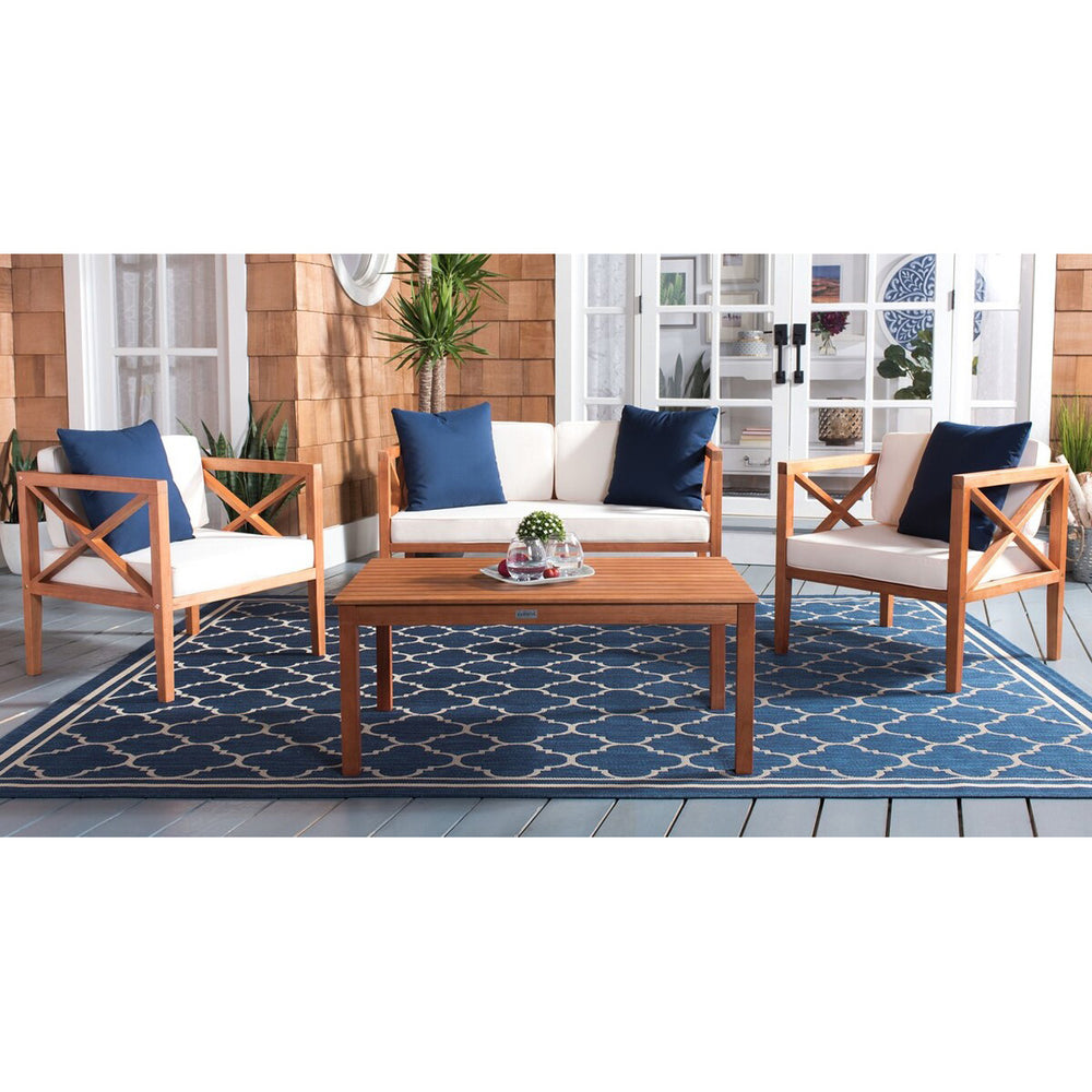 Athena 4-Piece Beige/Navy Outdoor Living Set